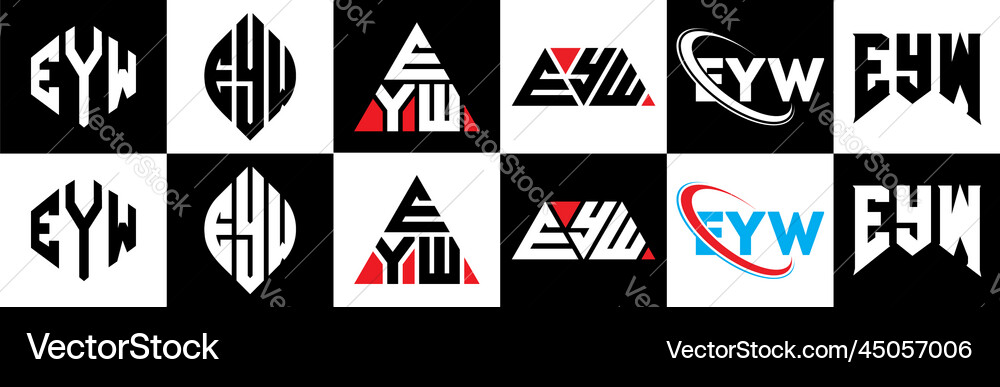 Eyw letter logo design in six style polygon Vector Image