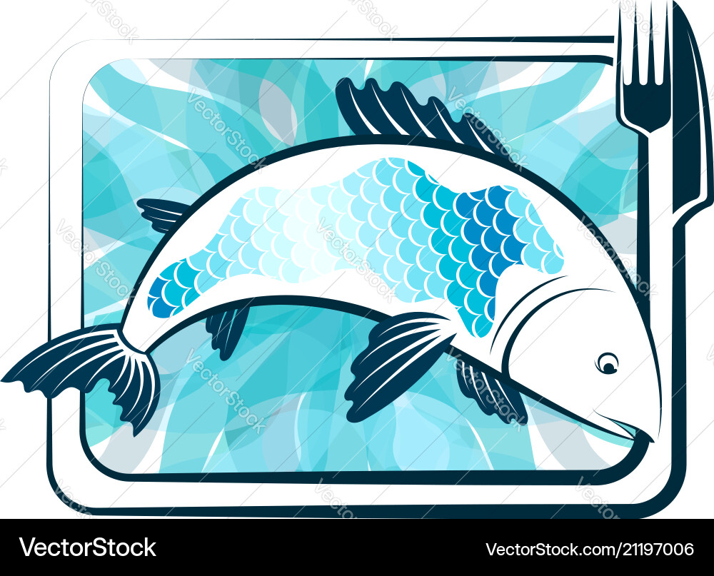 Fish on a plate and appliances Royalty Free Vector Image