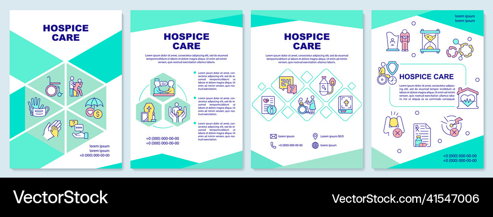 Hospice care mint green brochure template Vector Image