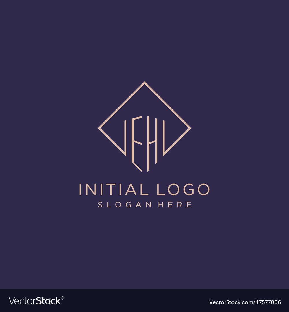 Initials eh logo monogram with rectangle style Vector Image