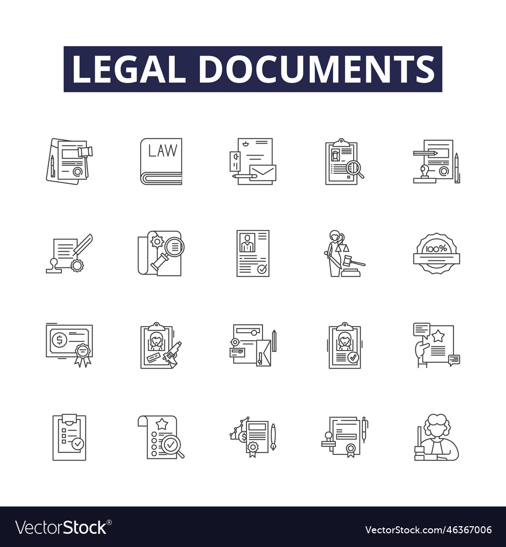 Legal Documents Line Icons And Signs Wills Vector Image