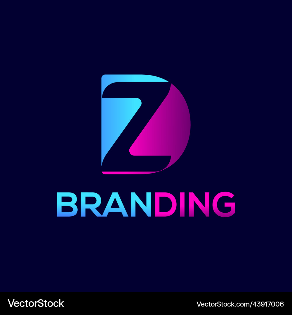 Letter d z zd dz logo design Royalty Free Vector Image