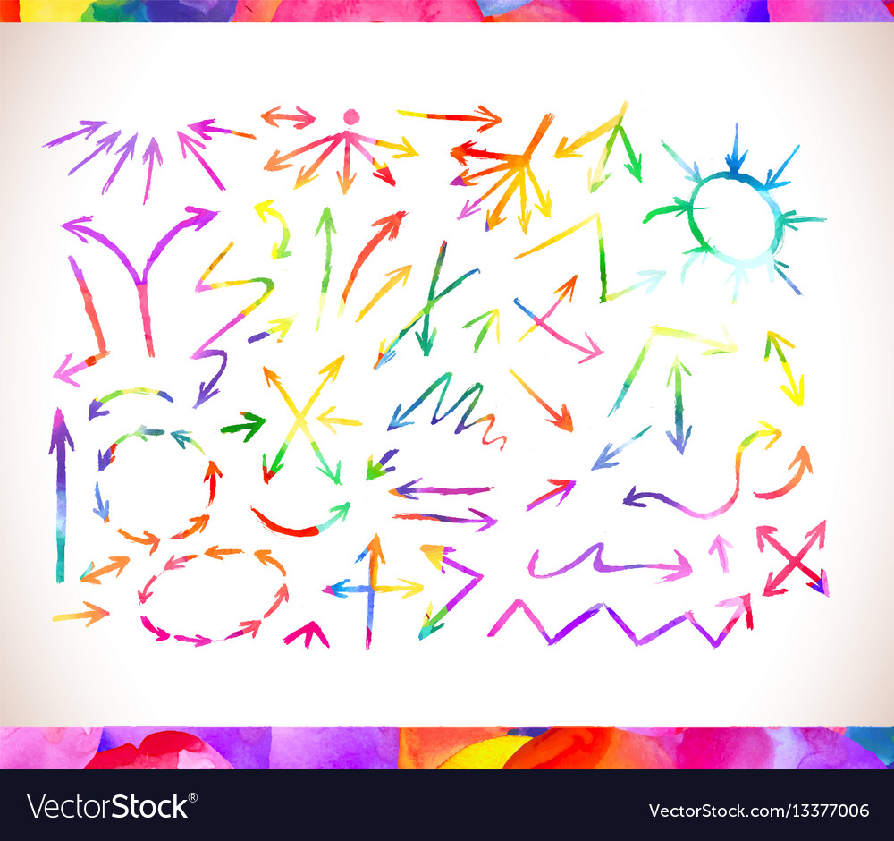Rainbow colors arrow collection Royalty Free Vector Image