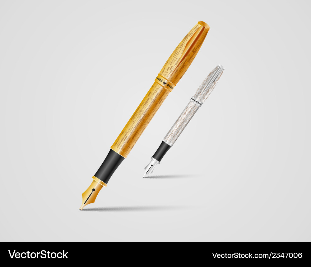 Realistic fountain pen icons Royalty Free Vector Image