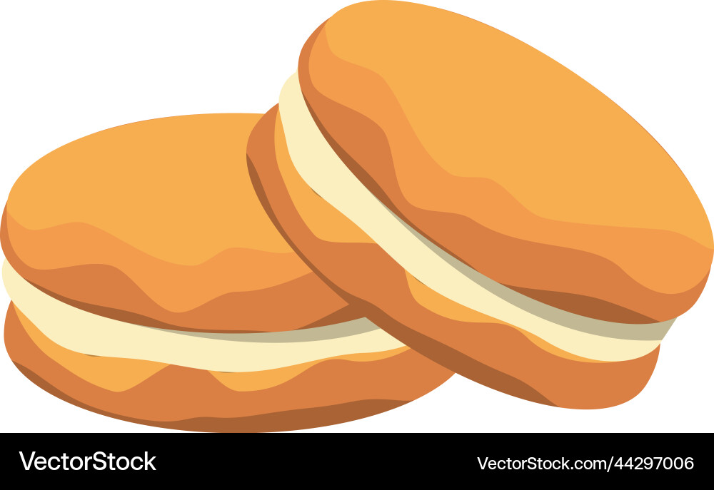 Round cream cookie sweet biscuits cartoon icon Vector Image