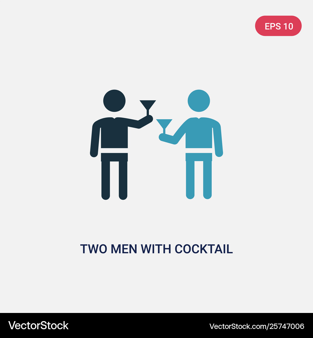 Two color two men with cocktail glasses icon from Vector Image