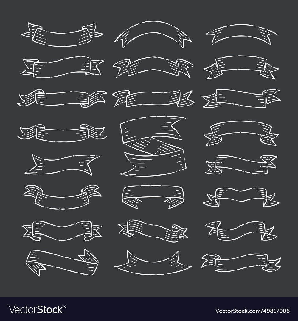Vintage ribbons banners hand drawn collection Vector Image