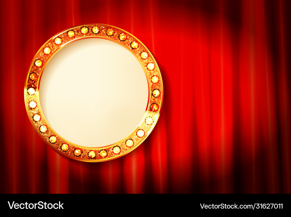 Cinema golden round frame Royalty Free Vector Image
