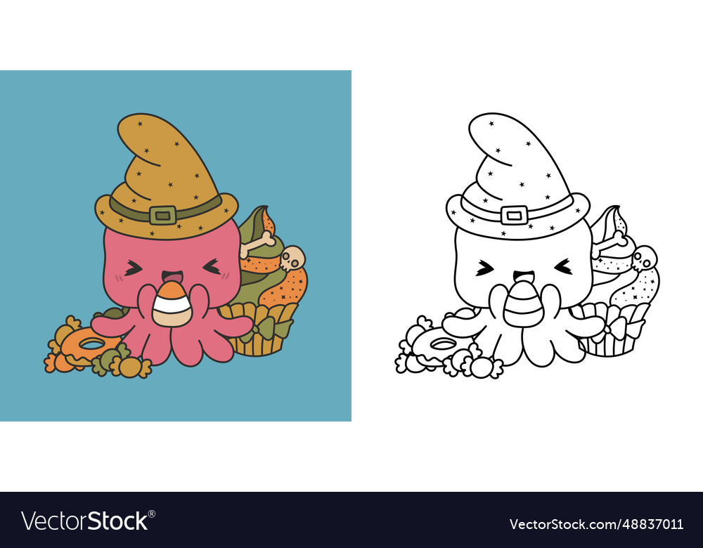 Cute halloween octopus clipart and Royalty Free Vector Image