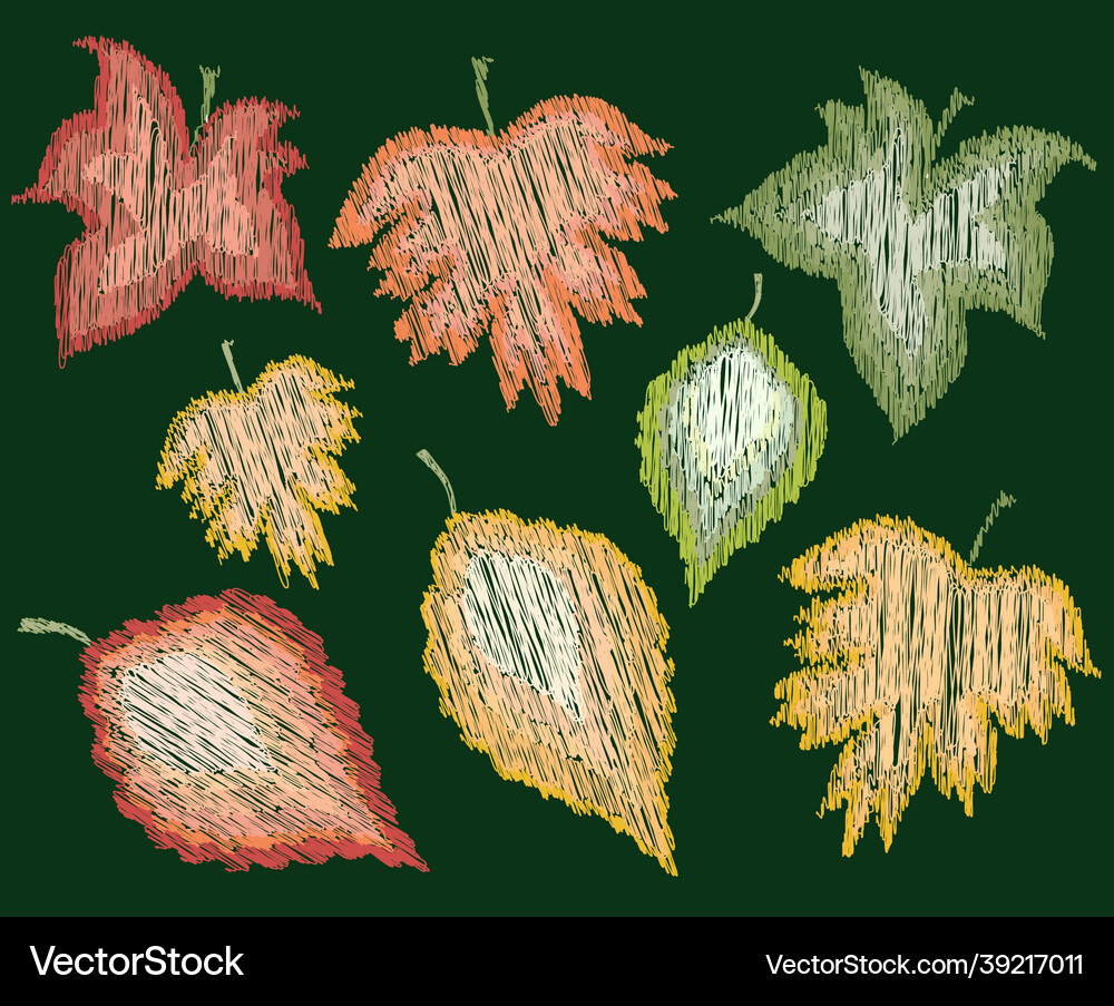 Doodle drawing of set various abstract autumn Vector Image