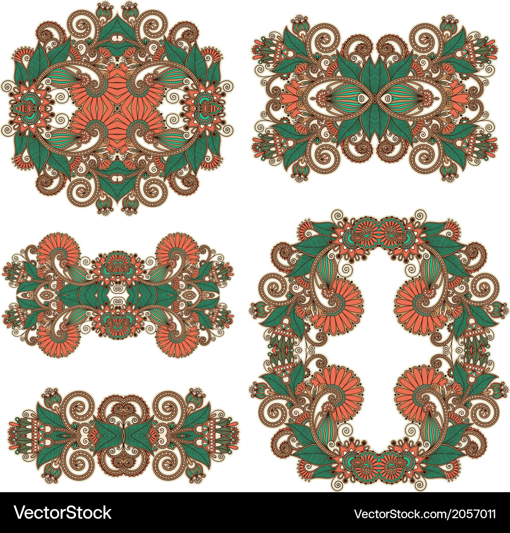 Five ornamental floral adornment Royalty Free Vector Image