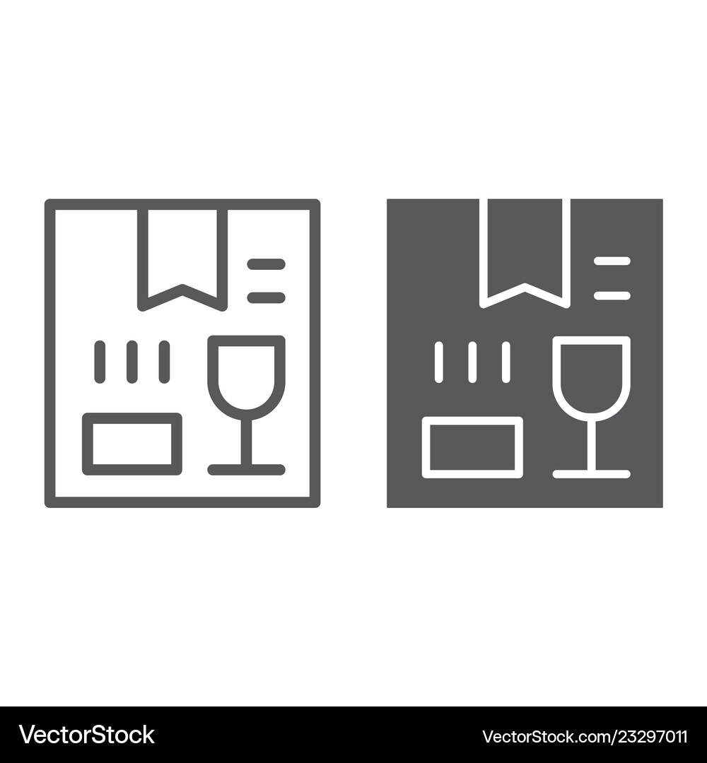 Glass line and glyph icon cargo package Royalty Free Vector