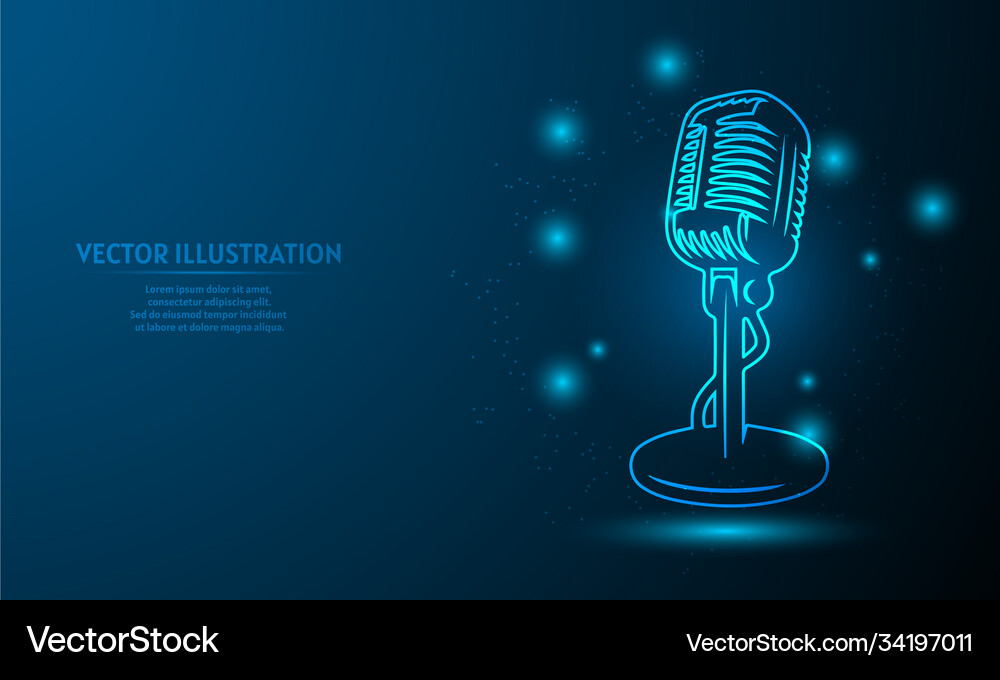 Hand with microphone karaoke on a dark blue Vector Image