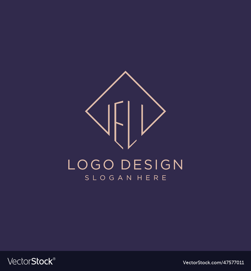 Initials el logo monogram with rectangle style Vector Image