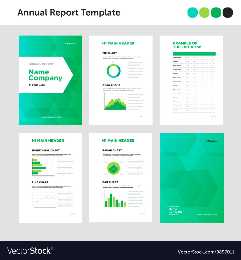 Modern Annual Report Template With Cover Design Vector Image