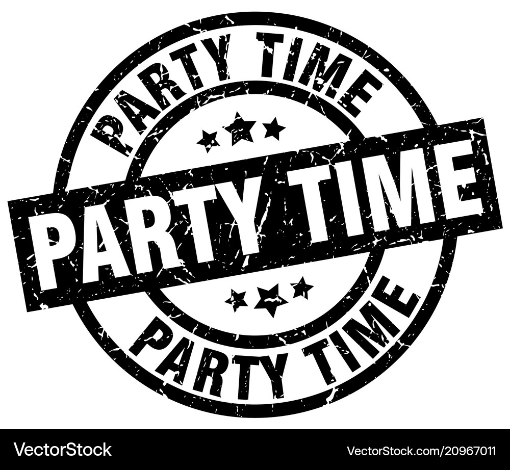 Party time round grunge black stamp Royalty Free Vector