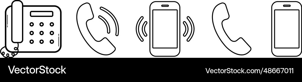 Phone icon set line symbol smartphone old Vector Image