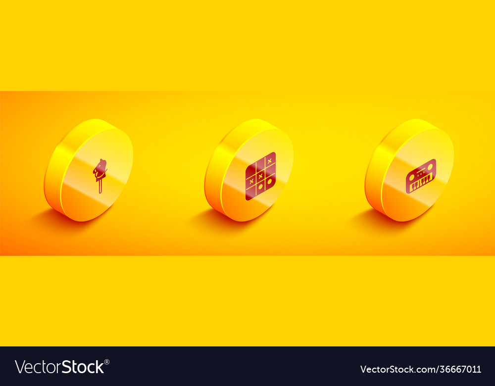 Set isometric toy horse tic tac toe game Vector Image Set isometric toy horse tic tac toe game Vector Image
