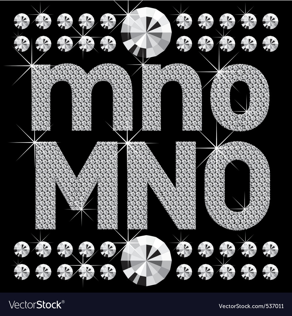 Set of diamond letters and numbers big Royalty Free Vector
