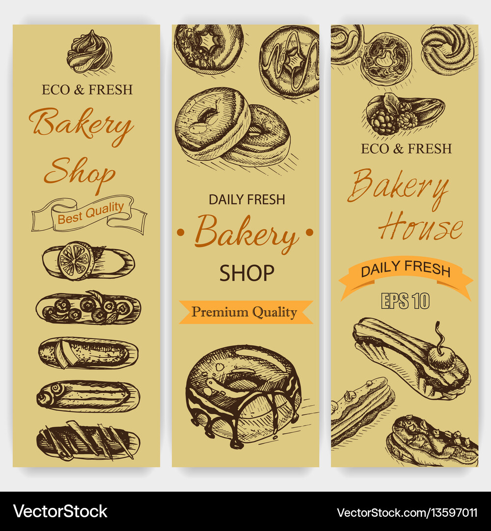 Sketch bakery vintage card Royalty Free Vector Image