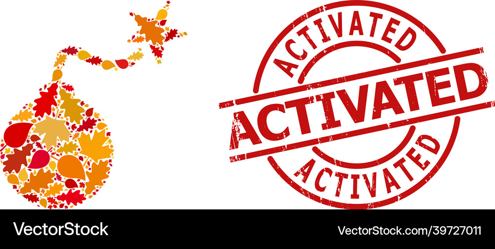 Textured activated stamp and bomb ignition autumn Vector Image