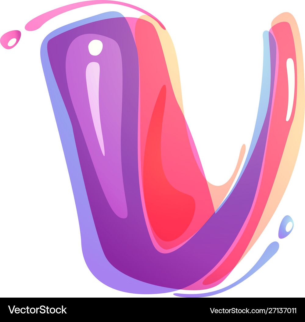V letter logo formed watercolor splashes Vector Image
