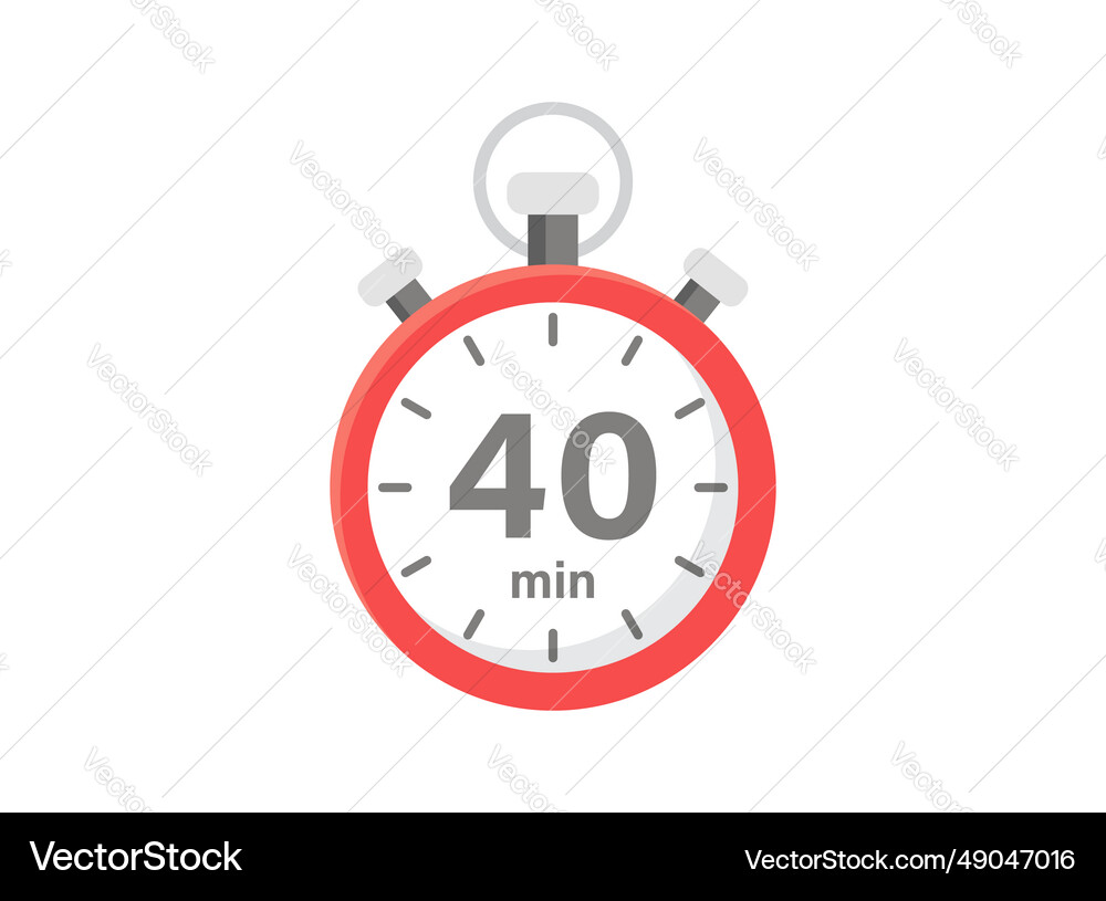 40 minutes on stopwatch icon in flat style clock Vector Image