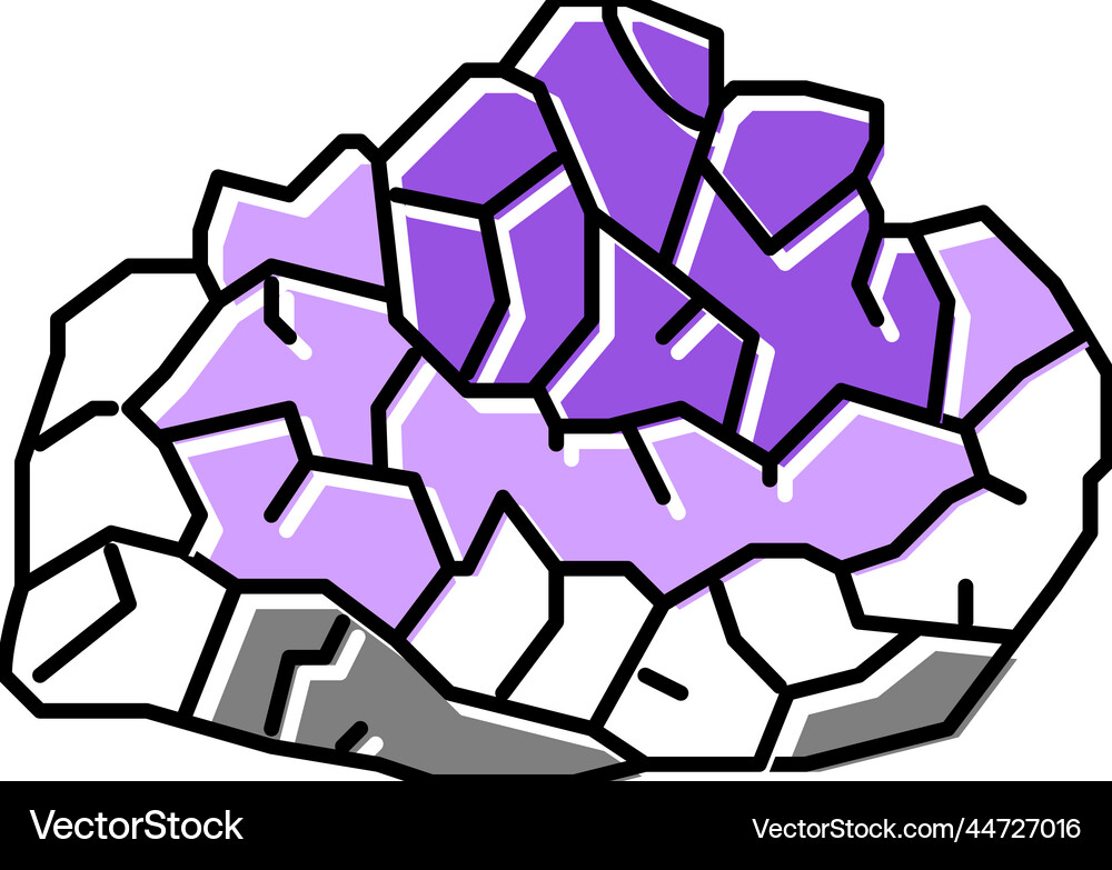 Amethyst stone rock color icon Royalty Free Vector Image