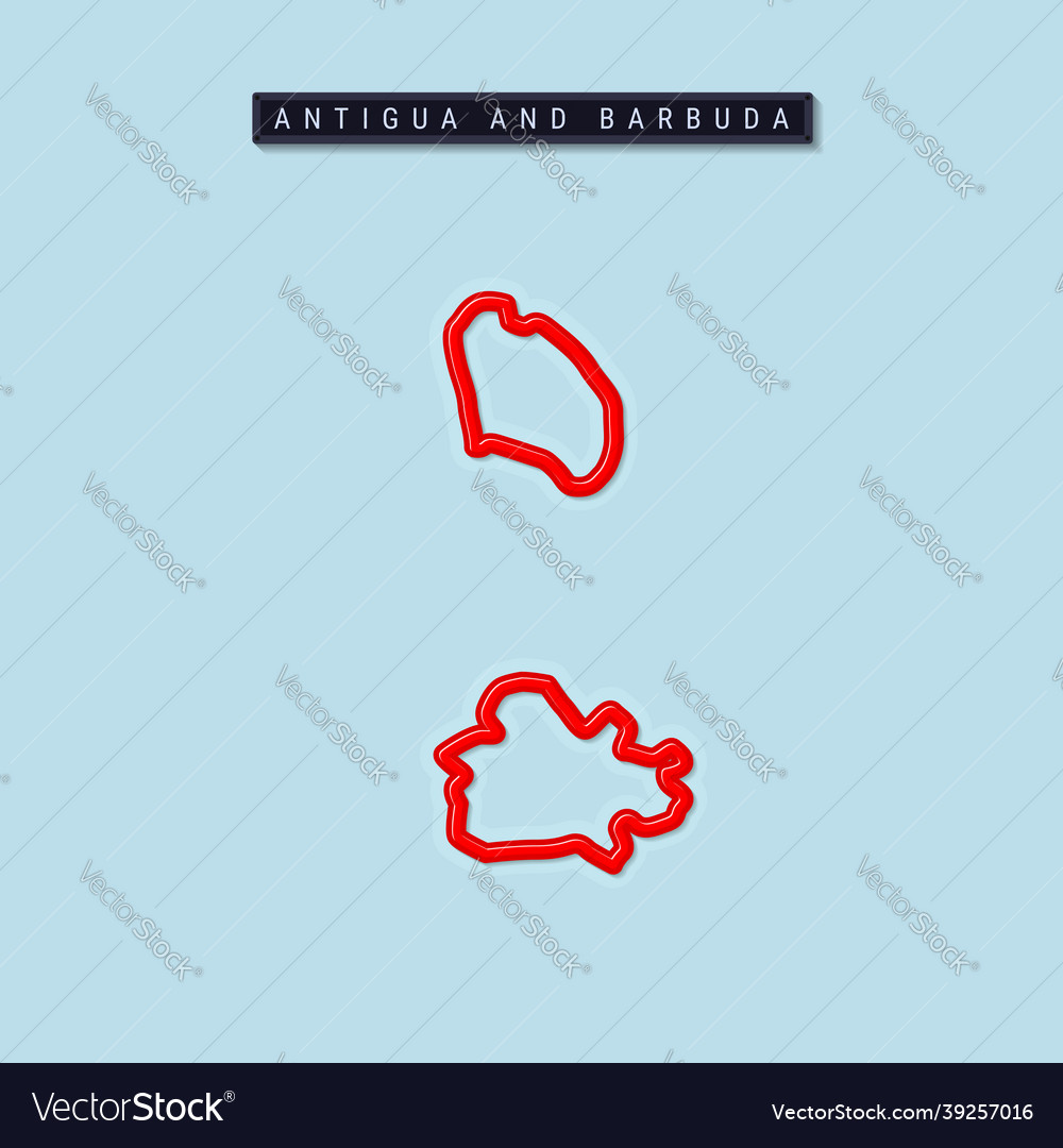 Antigua and barbuda bold outline map Royalty Free Vector