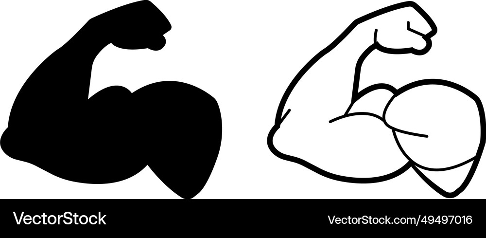 Arm muscle flex strong emoji line or flat black Vector Image