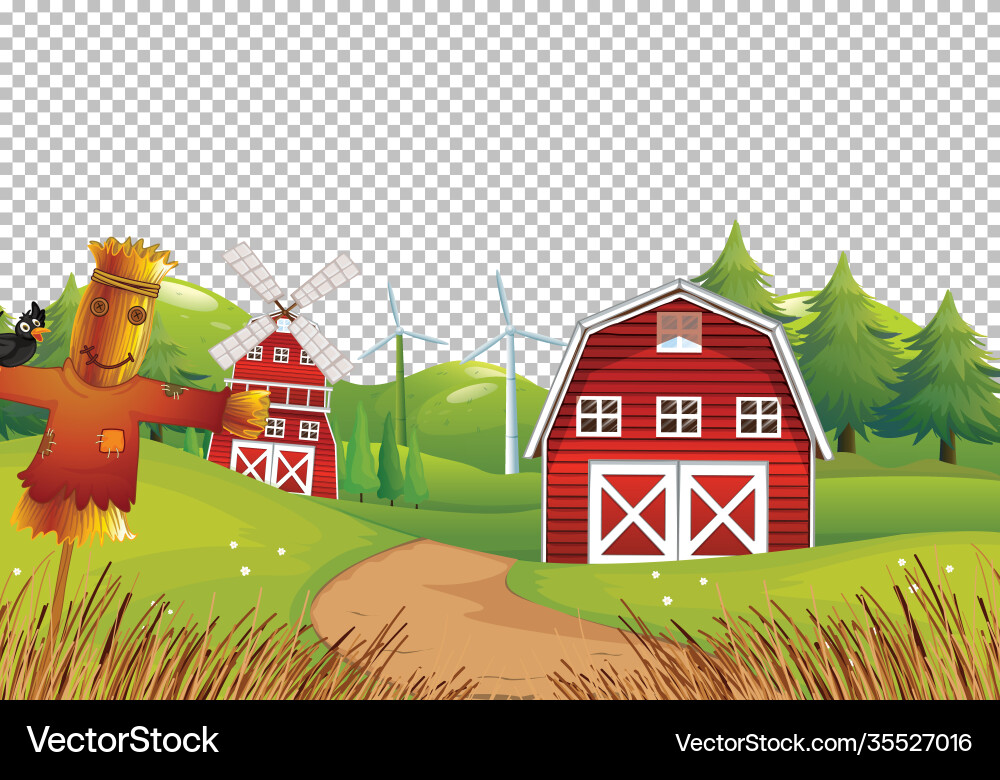 Barn in nature farm on transparent background Vector Image