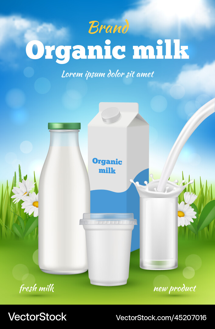 Dairy ads banners for milk product in different Vector Image