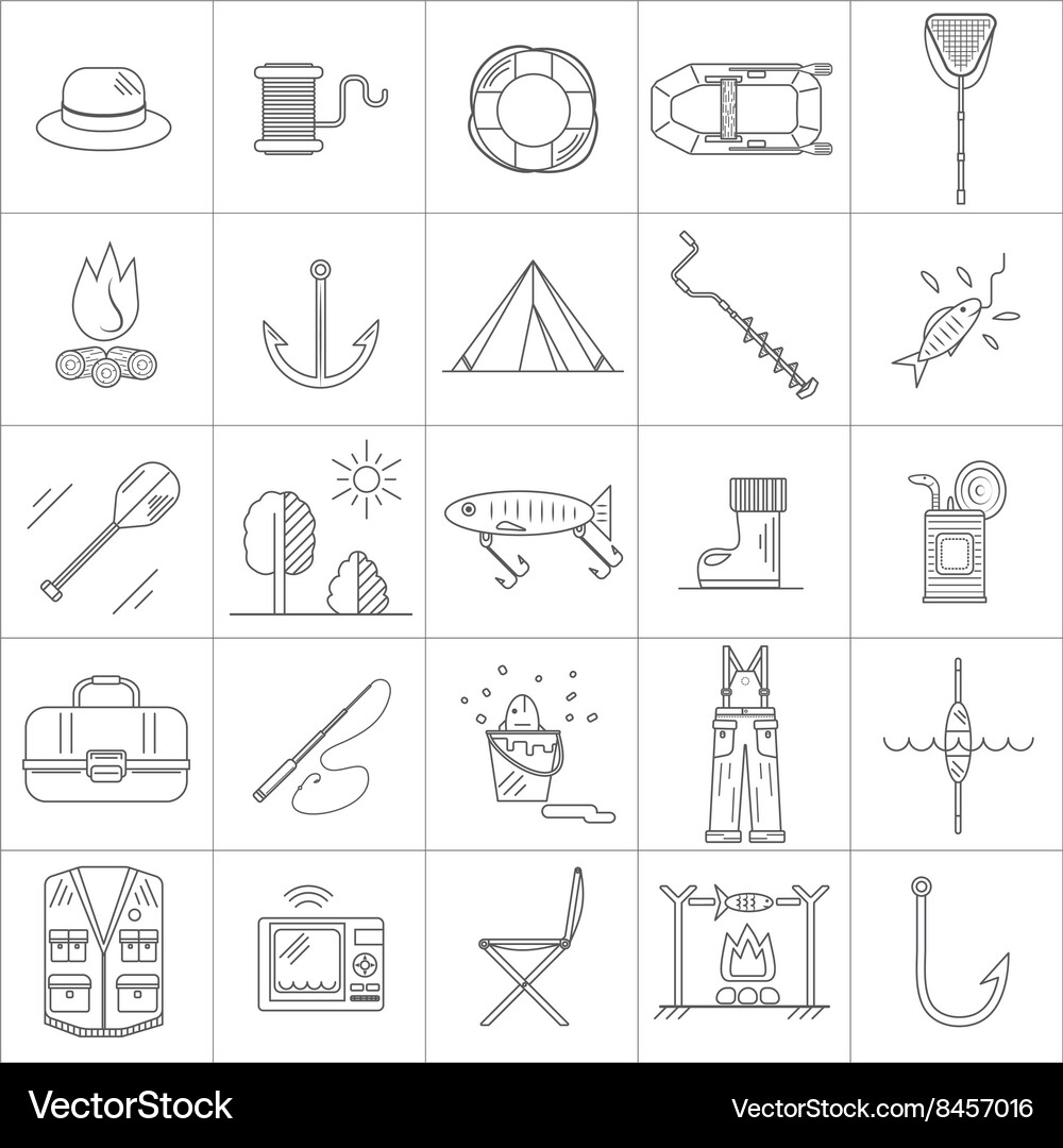 Fishing Line Icon Set Royalty Free Vector Image