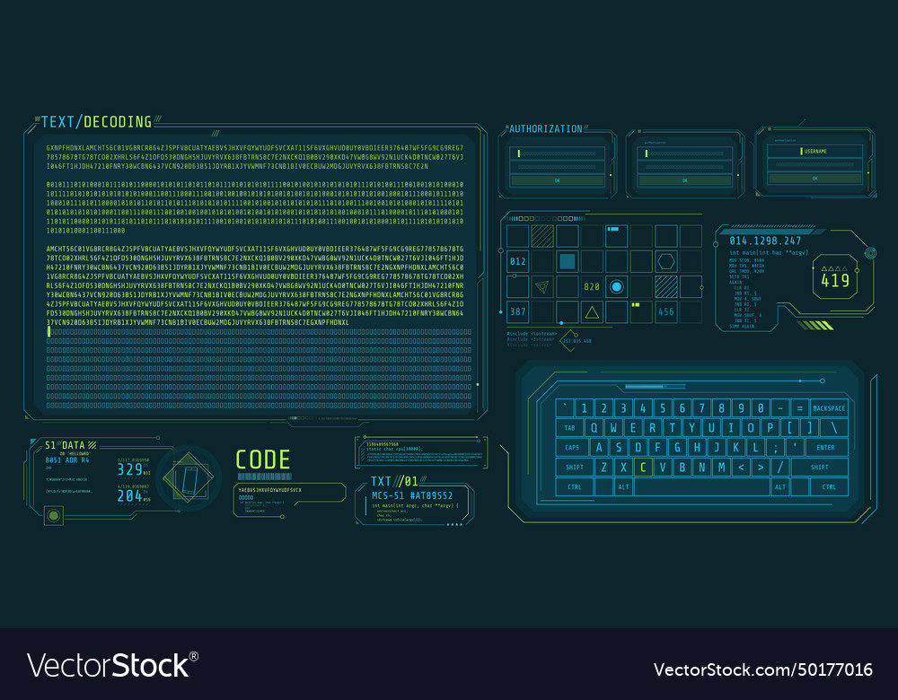Hud Interface Design For Decoding Big Data Vector Image
