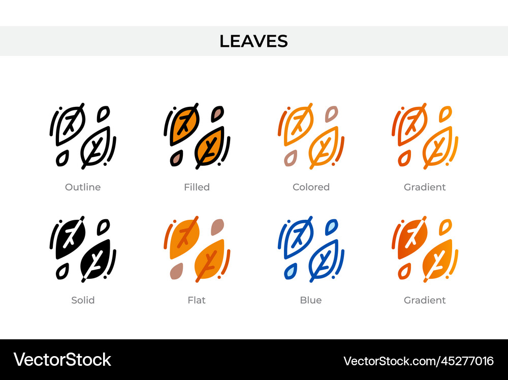 Leaves icon in different style icons Royalty Free Vector