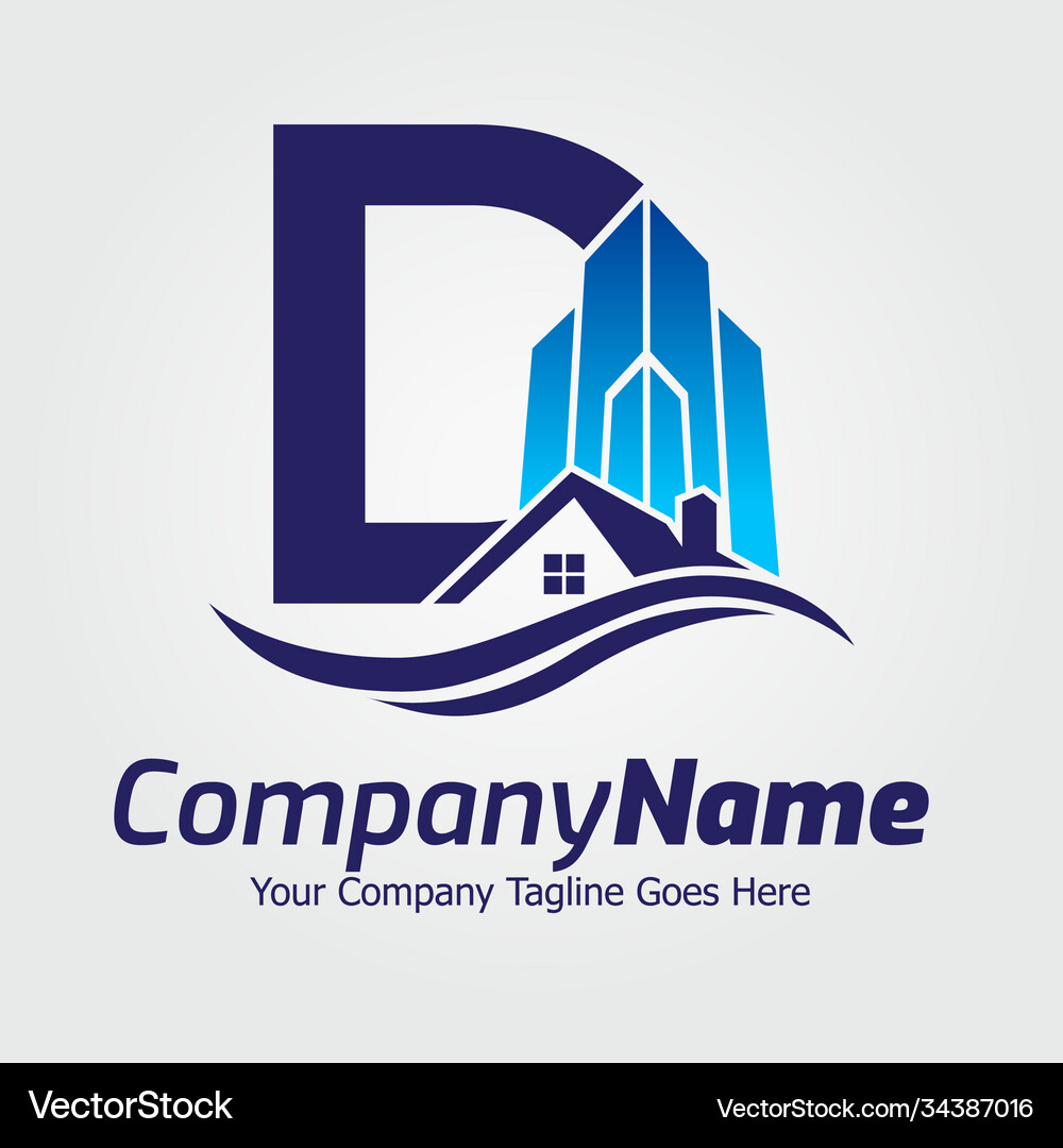 Letter d real estate logo template Royalty Free Vector Image