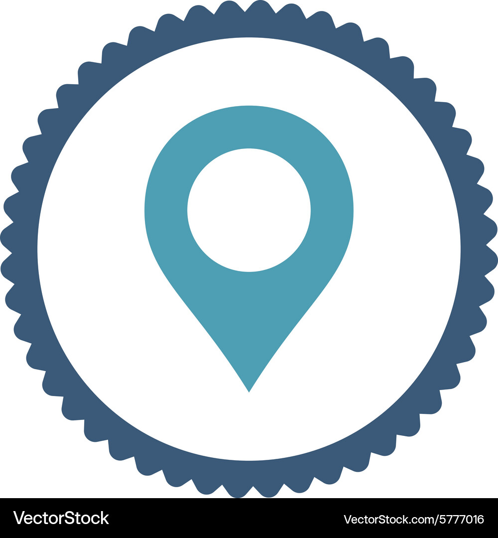 Map marker flat cyan and blue colors round stamp Vector Image