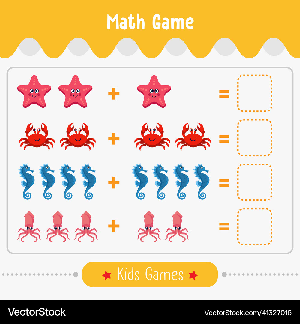 Maths game with pictures for children easy level Vector Image