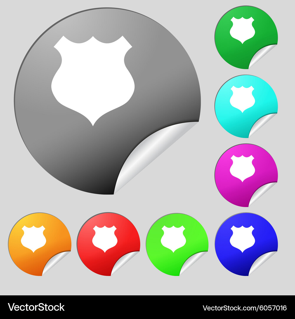 Shield icon sign set of eight multi colored round Vector Image