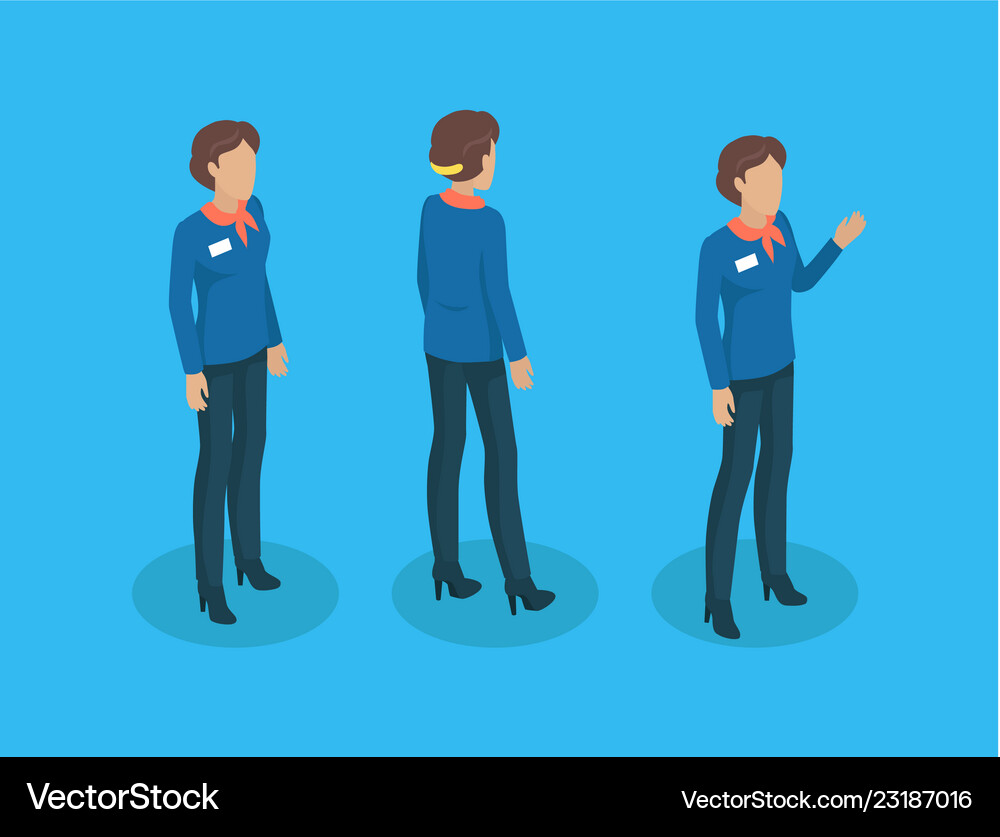 Teacher in uniform working concept icons Vector Image