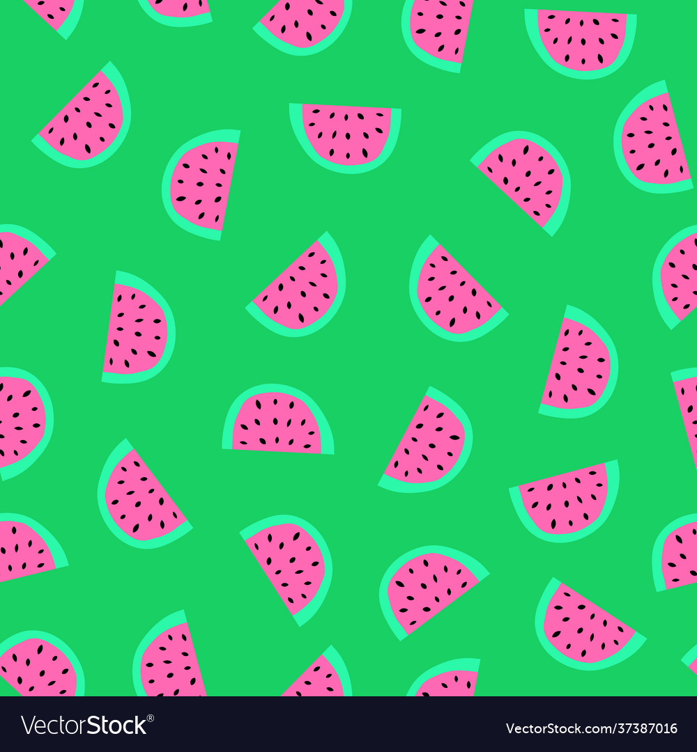 Watermelon seamless pattern with green Royalty Free Vector