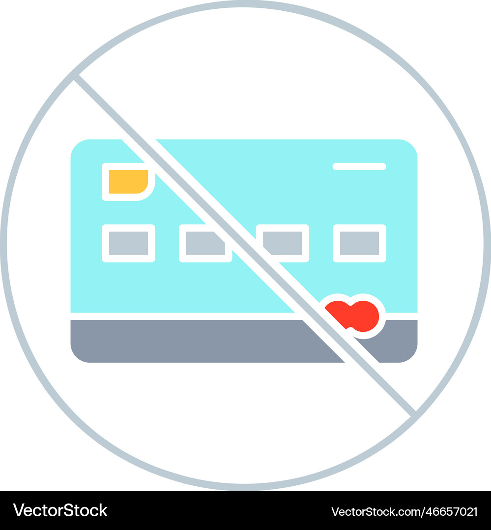 Credit card with prohibition sign Royalty Free Vector Image