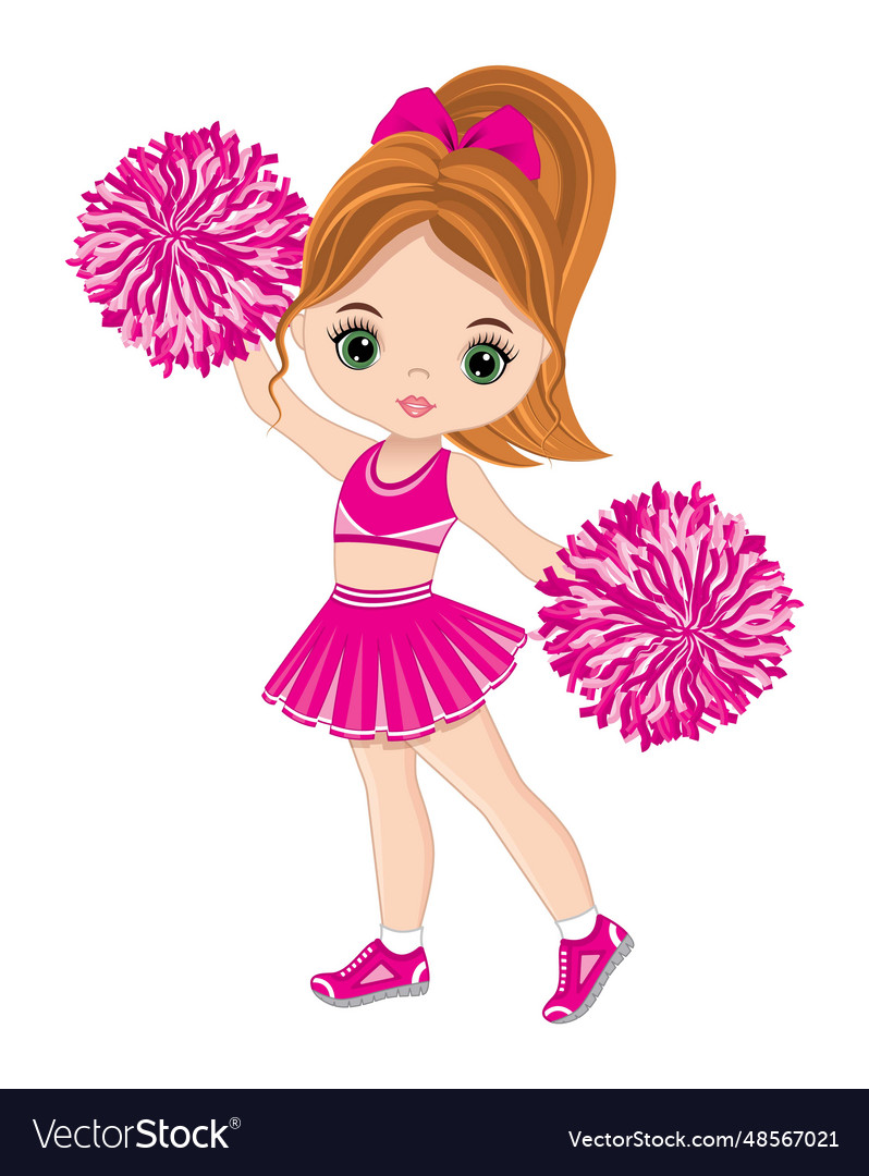 Cute Cheerleader Dancing With Pom Poms Royalty Free Vector