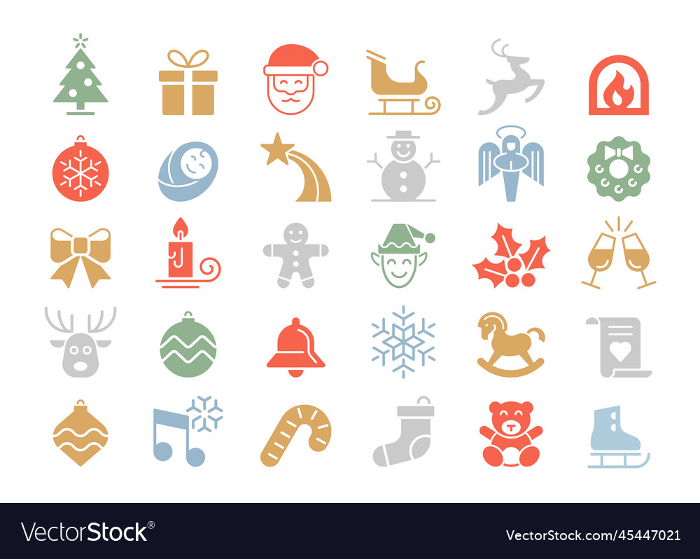 Cute christmas icon set collection of new year Vector Image