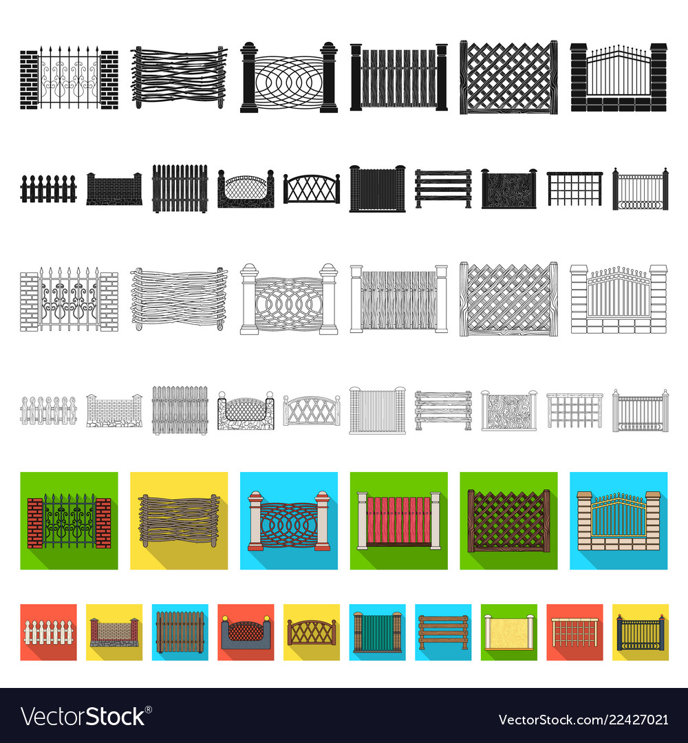 Different fence flat icons in set collection Vector Image