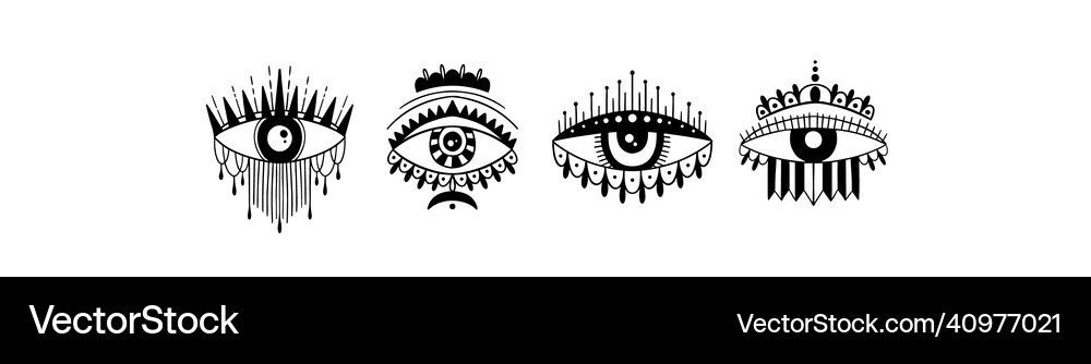 Evil seeing eye symbol set occult mystic emblem Vector Image