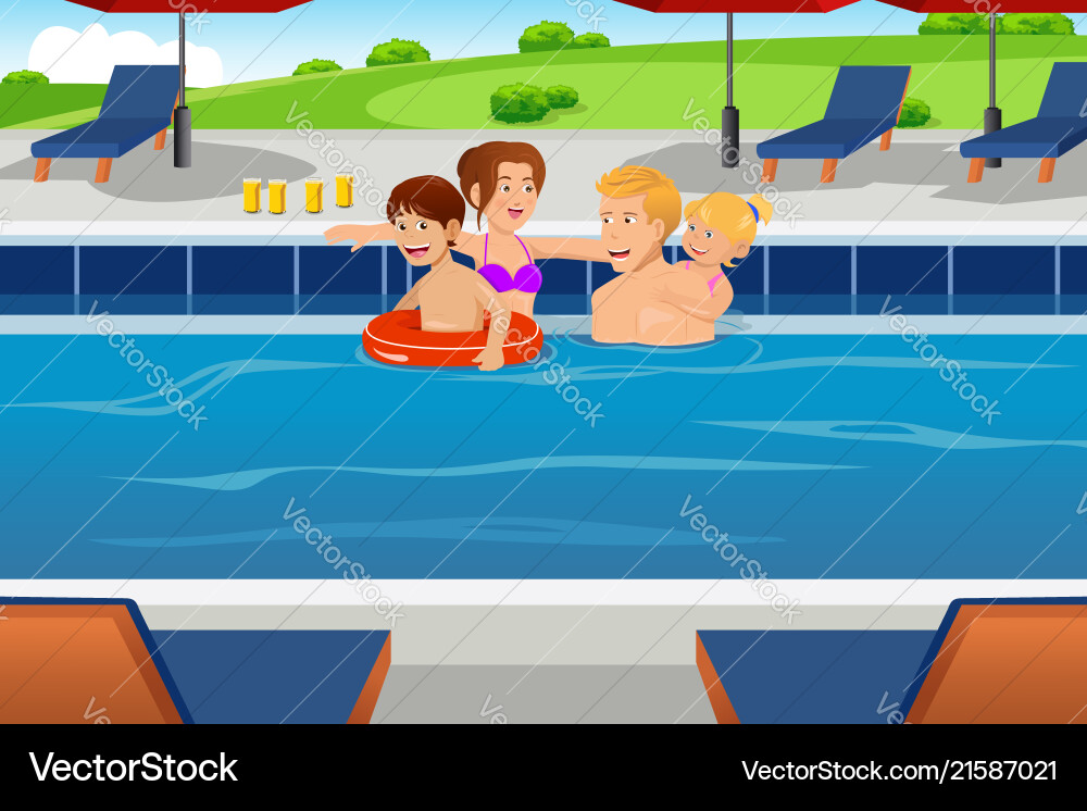 Family having fun in a swimming pool Royalty Free Vector