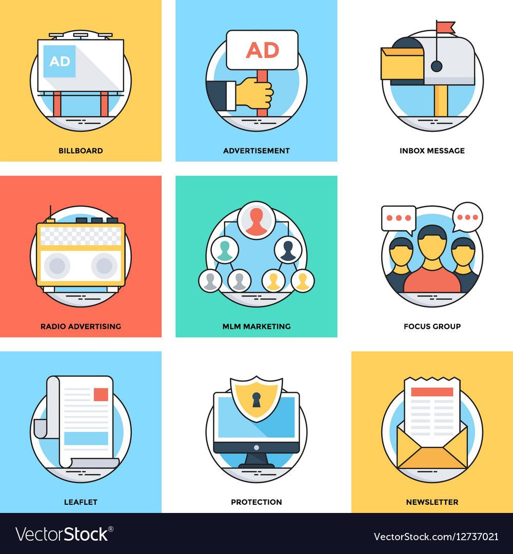 Flat color line design concepts icons 19 Vector Image