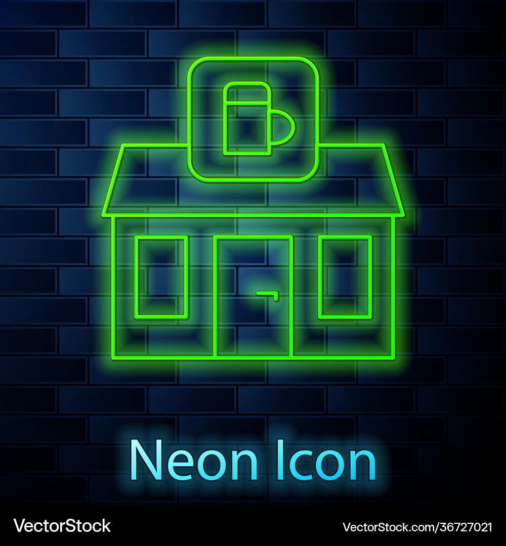 Glowing neon line store building beer shop icon Vector Image
