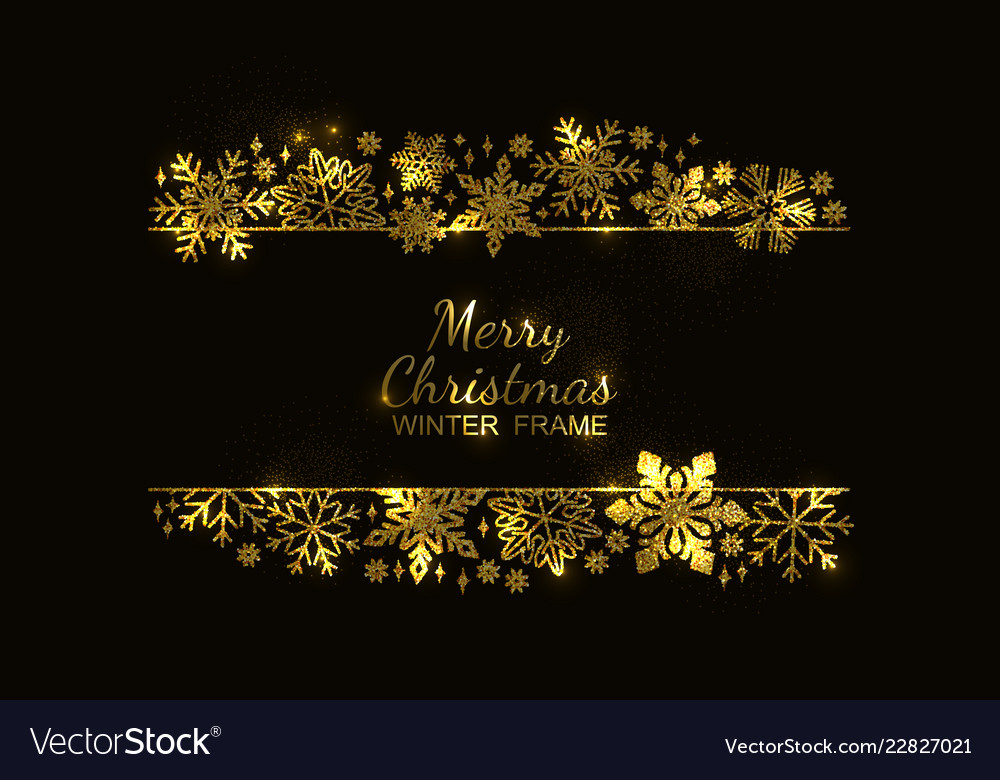 Gold Snowflake Frame - Xmas Decor Royalty Free Vector Image